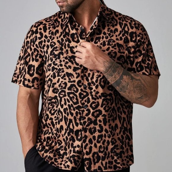 Shirts | Casual Mens Leopard Print Shirt | Poshmark